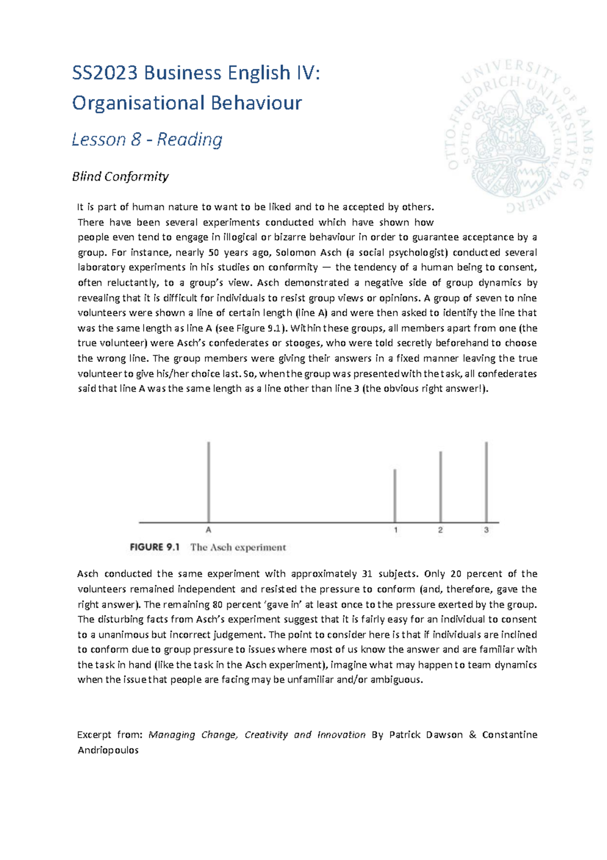 SS2023 BEIV Lesson 8 Reading - Blind Conformity - SS2023 Business ...