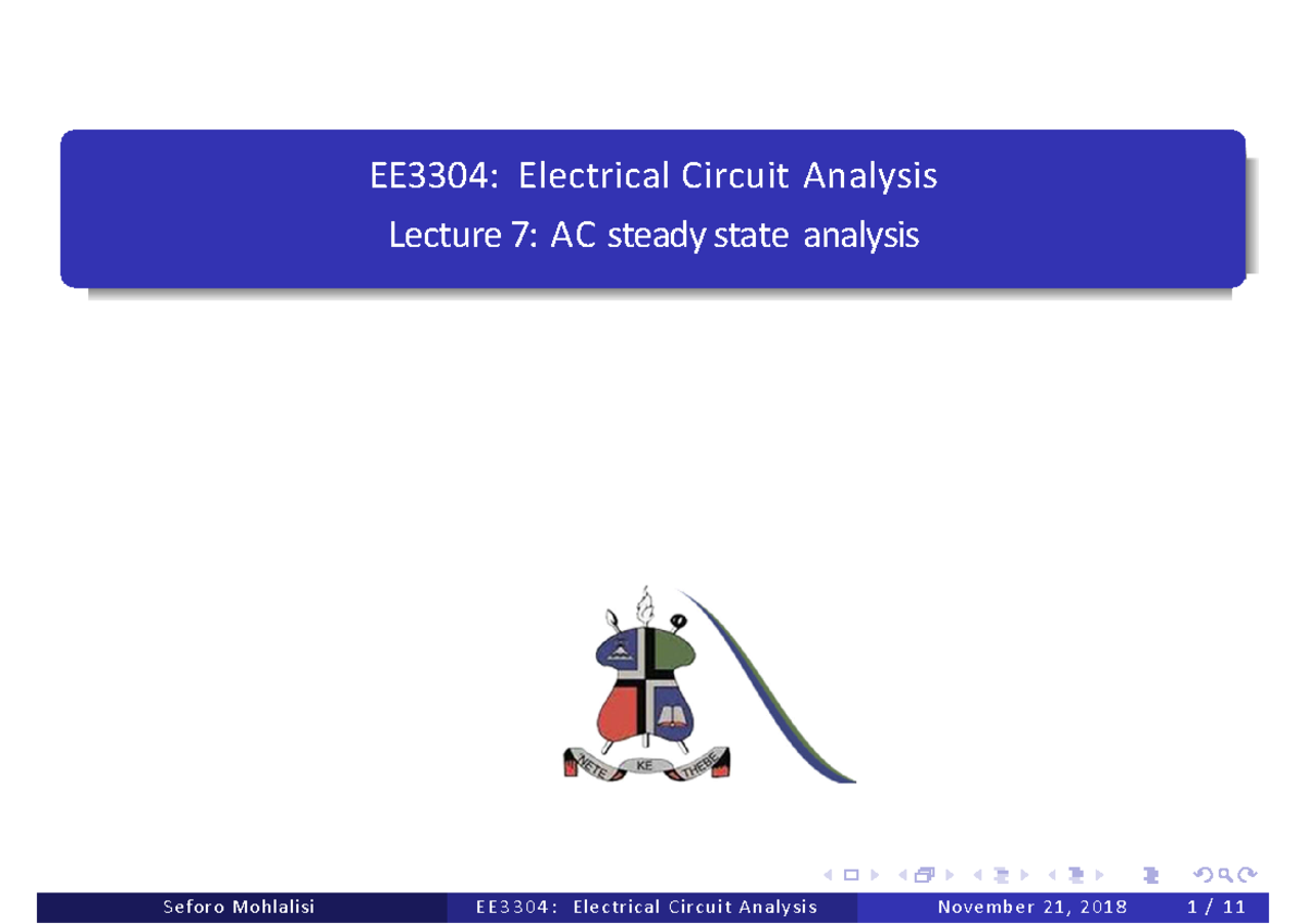Lecture 7 EE3304 22 - pene plus post - EE3304: Electrical Circuit Analysis Lecture 7: AC steady ...
