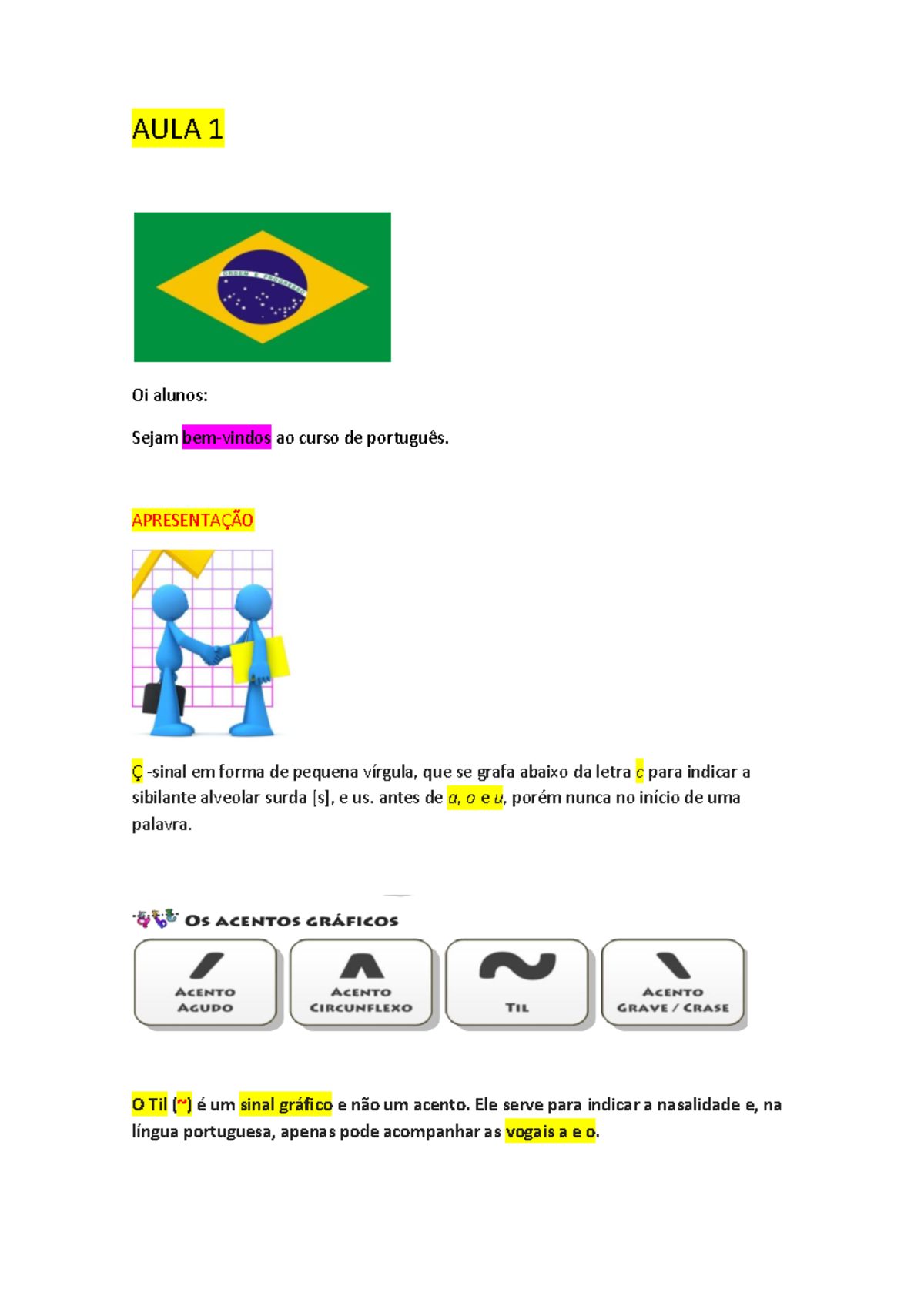 AULA 1 UAI PORT I - MATERIAL DE LA CÁTEDRA PORTUGUÉS 1 DE LA UAI - AULA ...