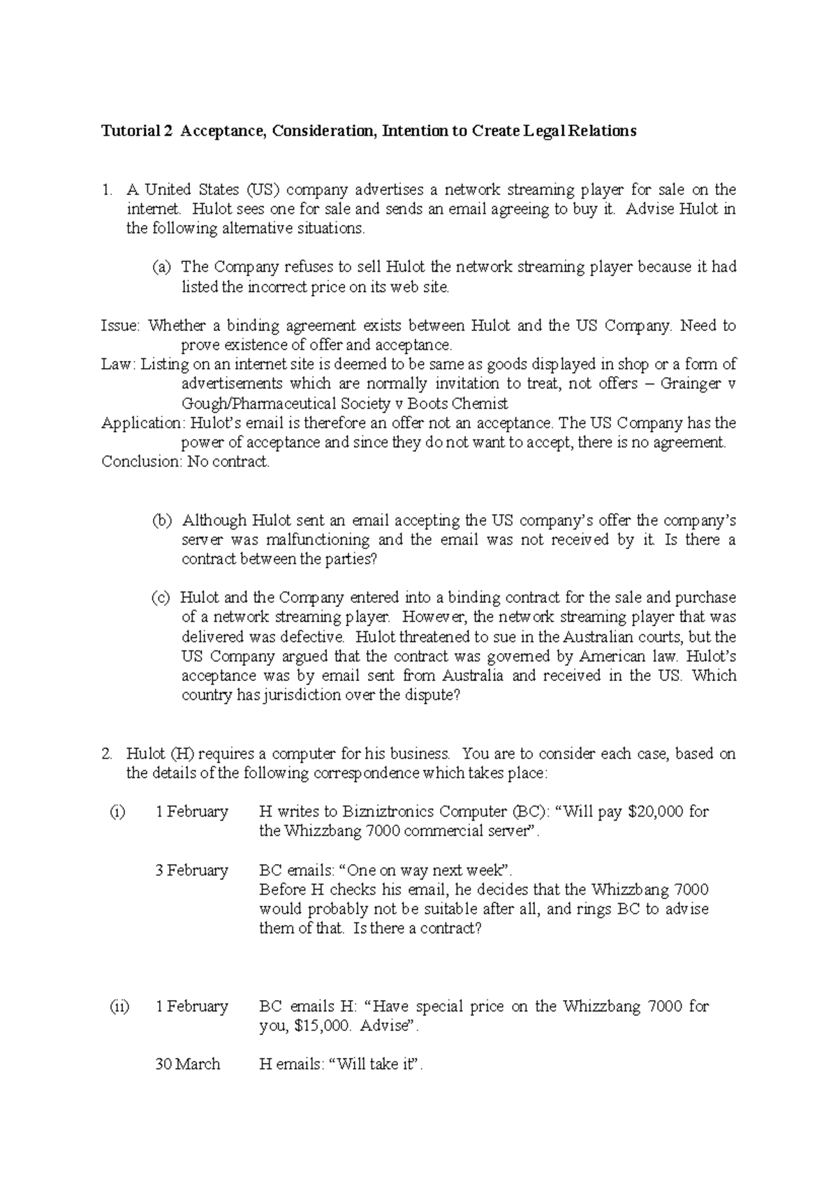 Week 3 Acceptance - Tutorial Questions along with notes - Tutorial 2 ...