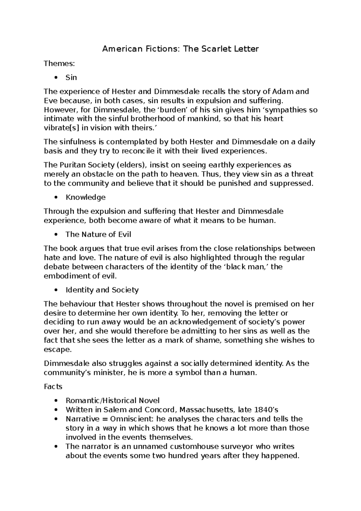 American Fictions - The Scarlet Letter Information - American Fictions ...