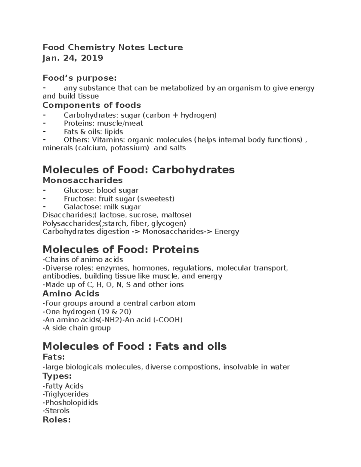Food Chemistry Notes Lecture - 24, 2019 purpose: any substance that can ...
