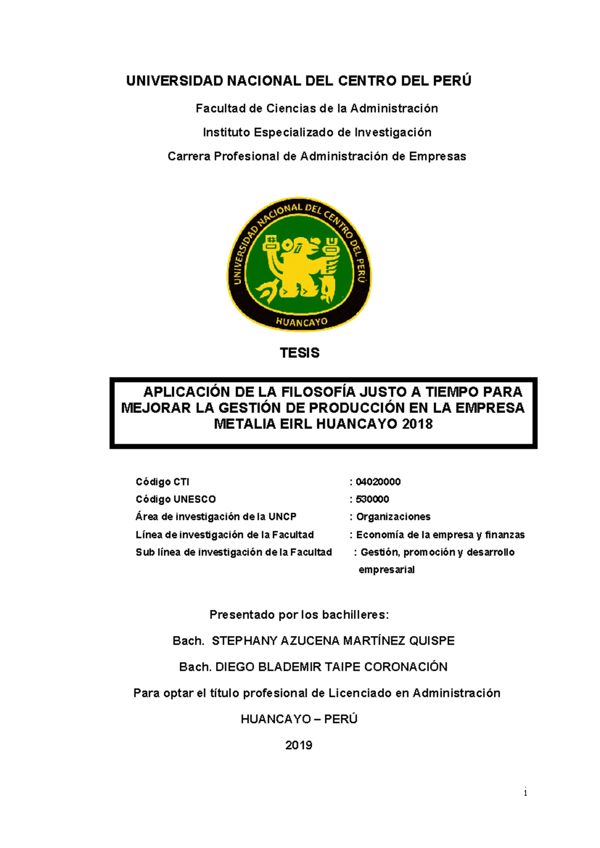 Tesis Final Metalia estilo apa 2020 - UNIVERSIDAD NACIONAL DEL CENTRO ...