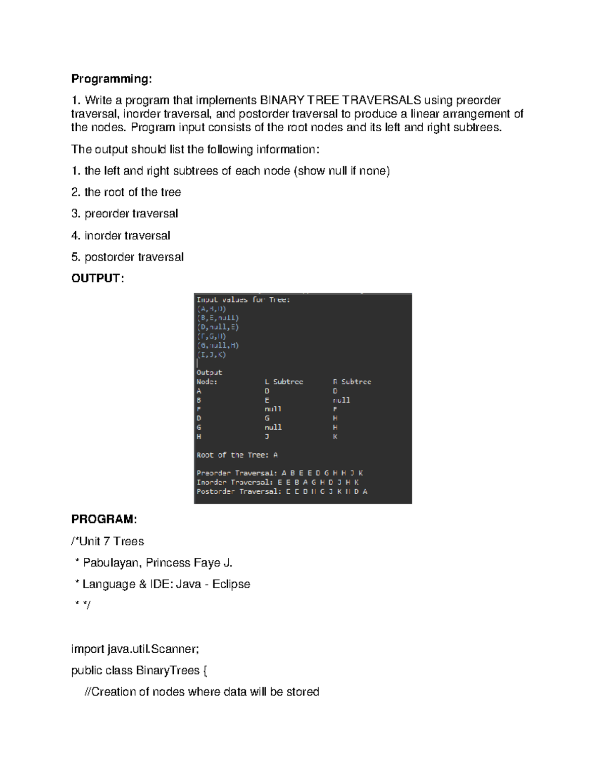 Dsa Unit 7 For Dsa Unit 7 Programming Write A Program That Implements Binary Tree