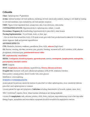 Cefazolin - quiz - Cefazolin Class: Cephalosporins 1St generation ...