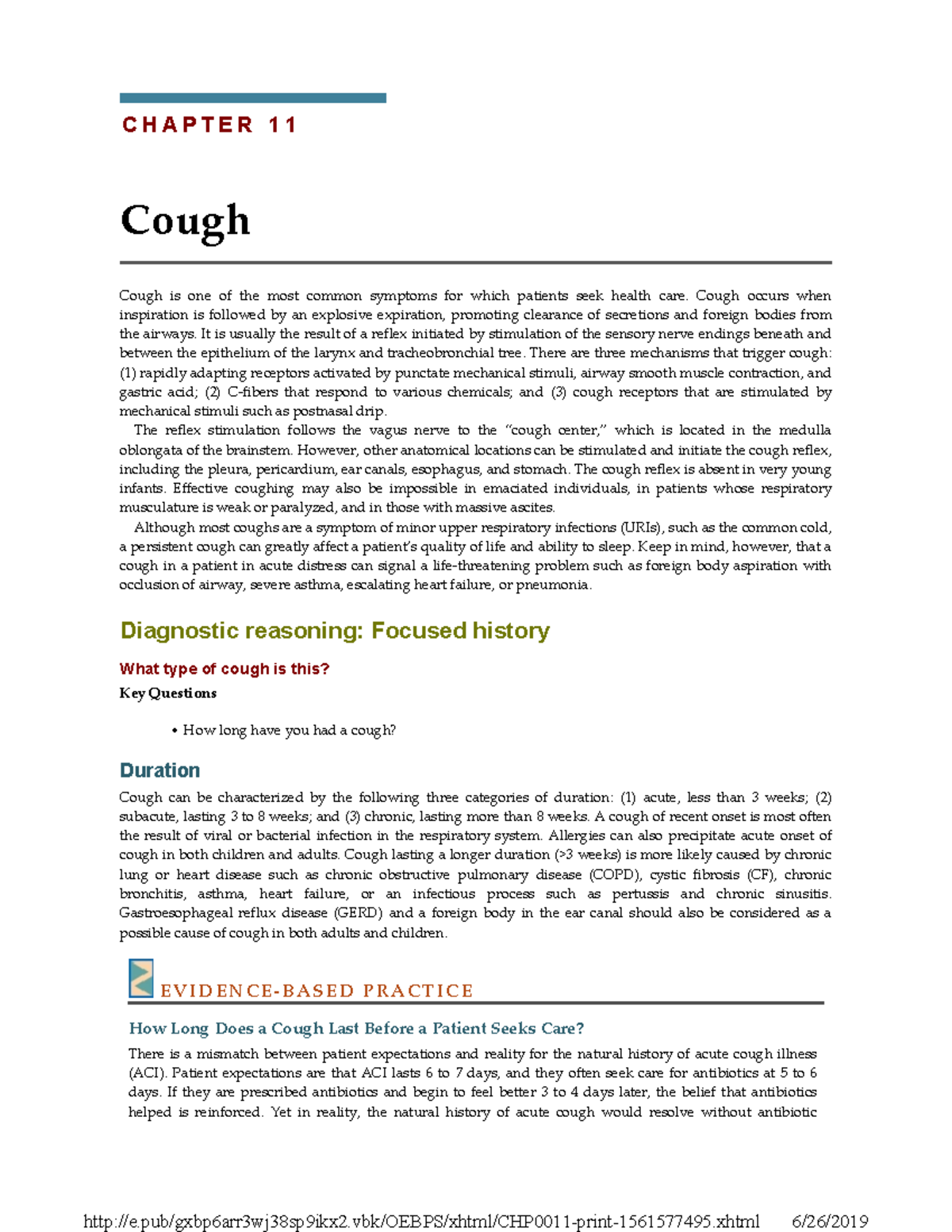 Cough - Reference material - C H A P T E R 1 1 Cough Cough is one of ...