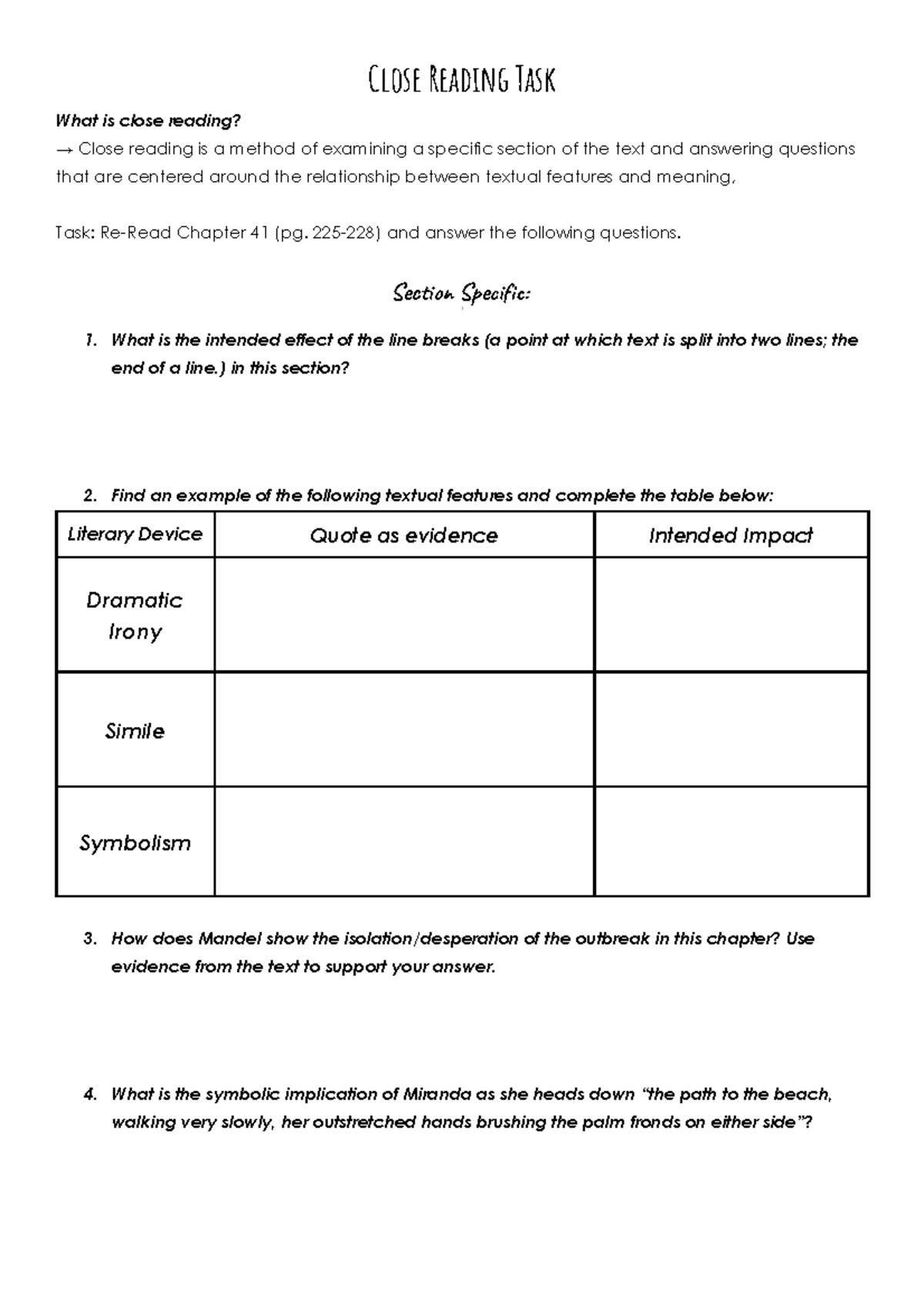 SE Close Reading Chpt 41 - Close Reading Task What is close reading? → ...