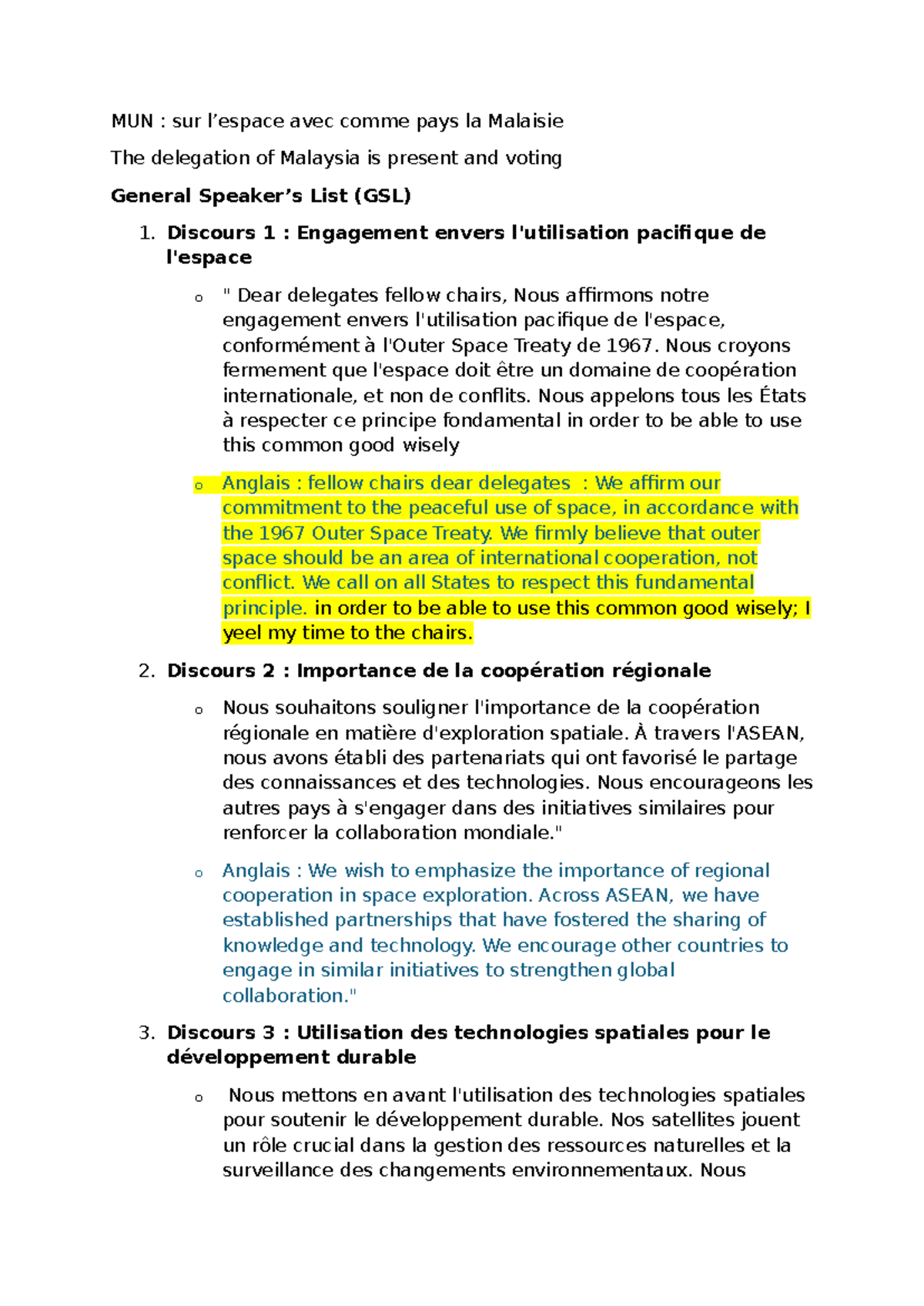 Séance 3 sur l'espace - histoire sur l espace anglais - MUN : sur l ...