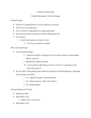 Survey Lecture Notes - Research in Psychology Descriptive Research ...