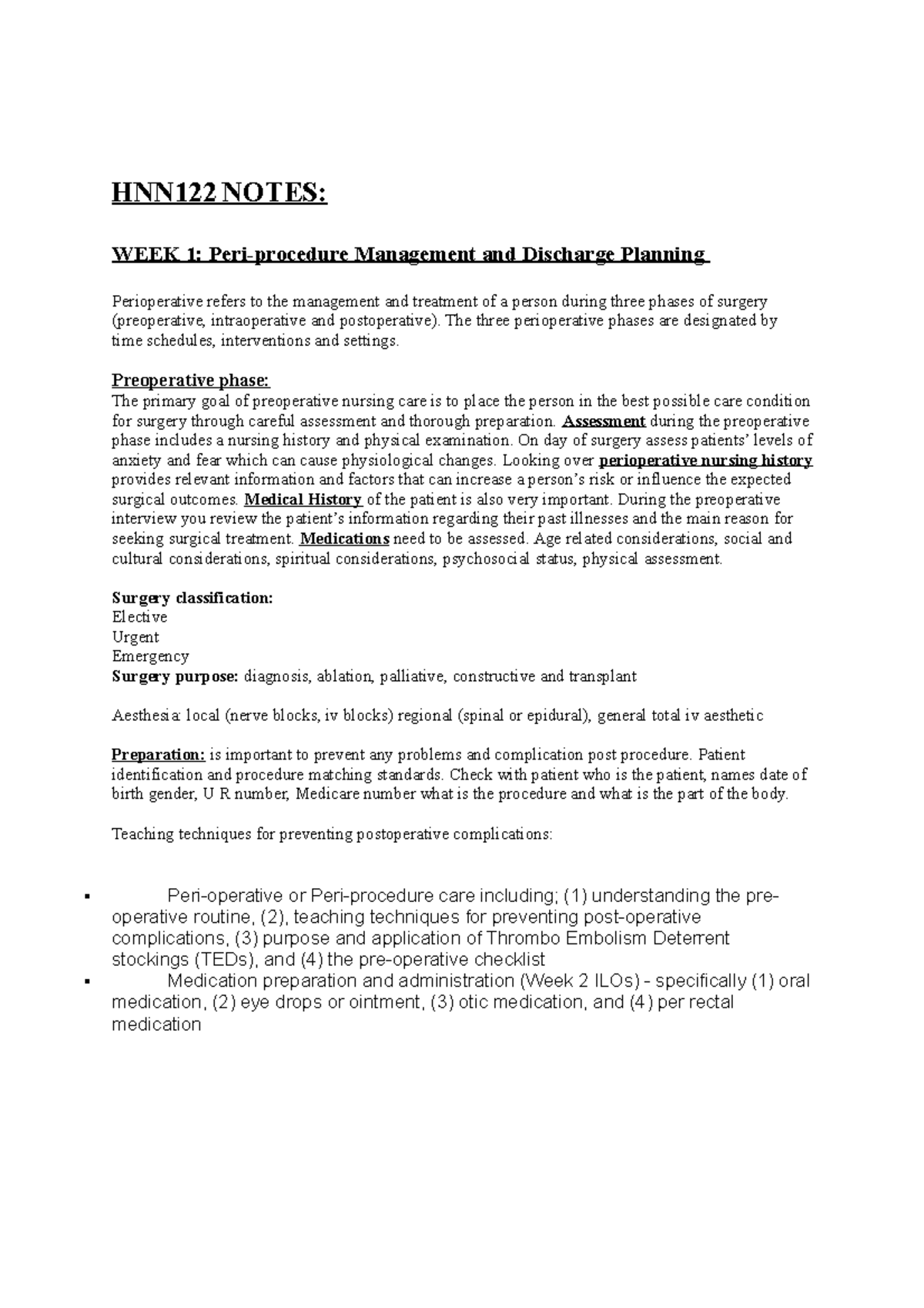 HNN122 Nursing Lecture Notes to help you revise for the exam - HNN122 ...