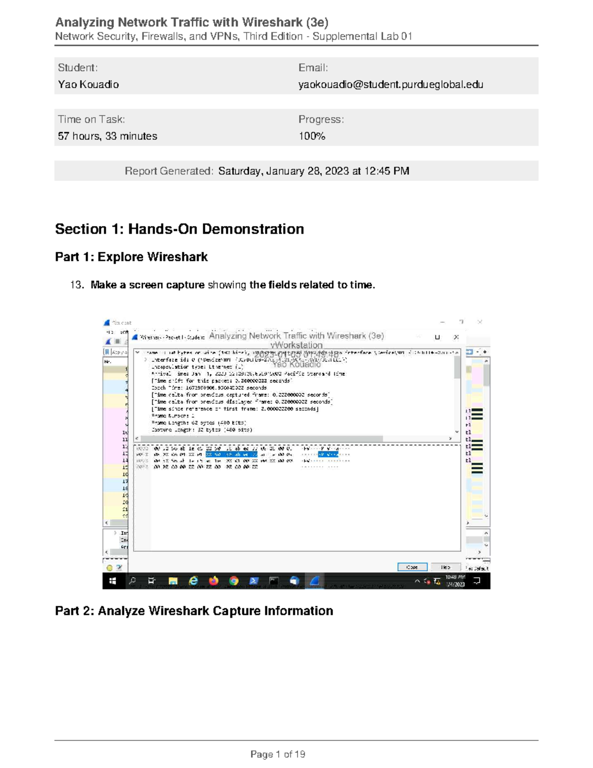 IT104 M1 Assessment 1-1 reneewd Analyzing Network Traffic with Wireshark 3e - Yao Kouadio ...