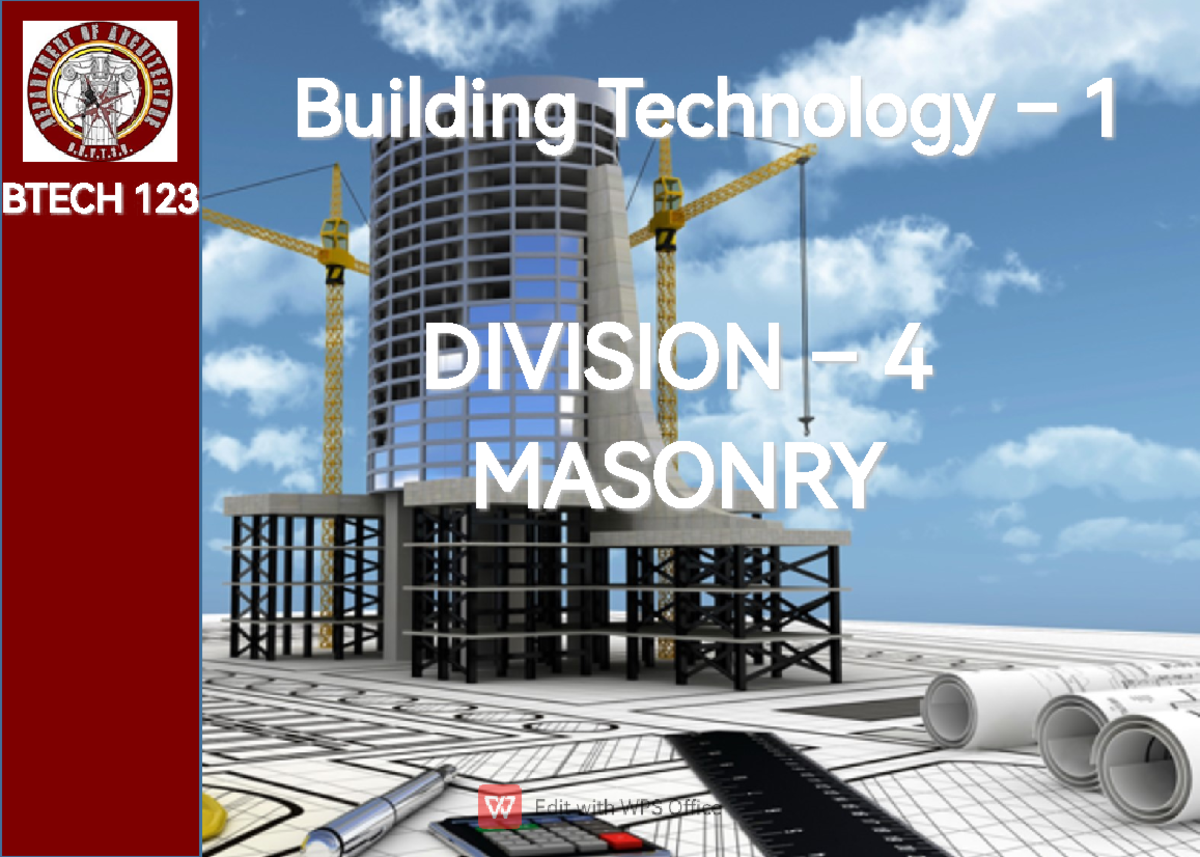 Division-IV-Masonry student-copy - DIVISIONDIVISION – – 44 MASONRY ...