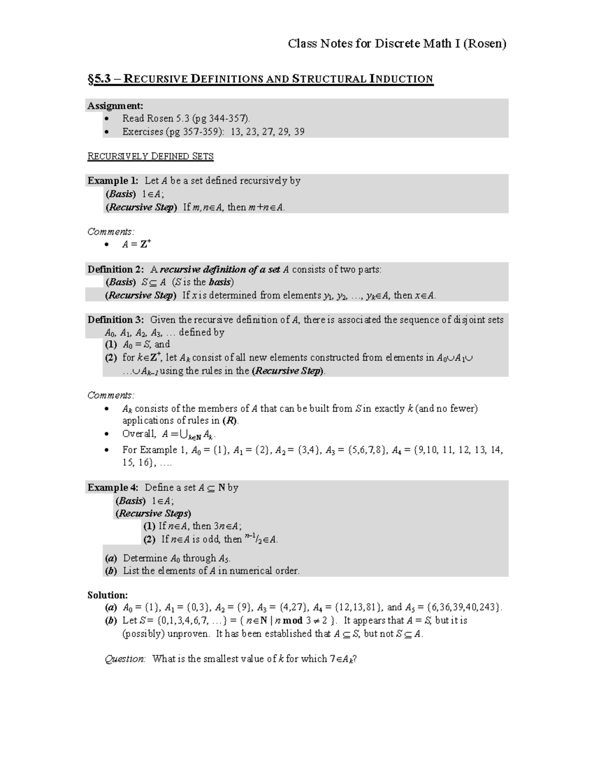 Supplemental Notes-Recursive Definitions and Structural Induction ...