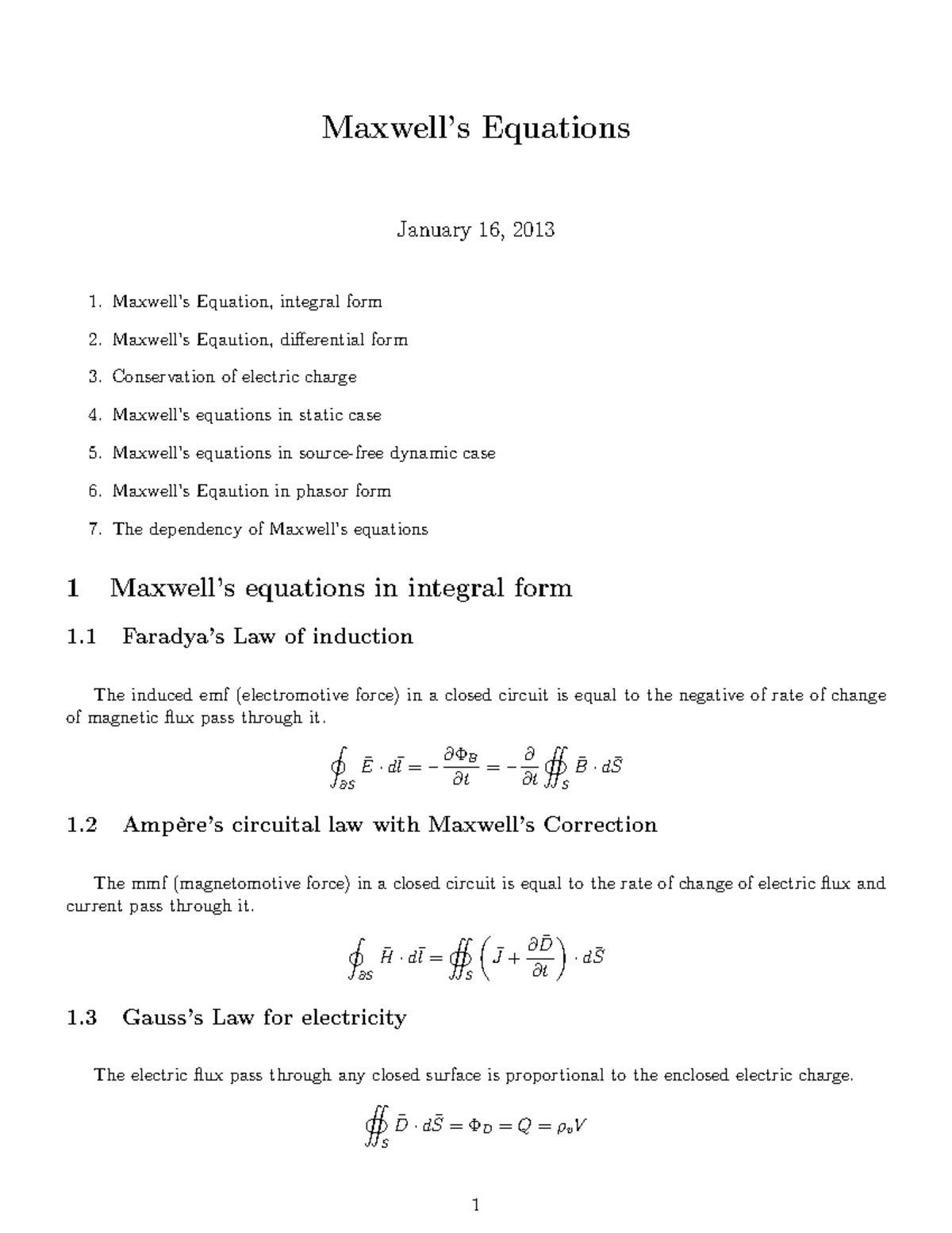 Full Equation On Maxwell Equation Maxwells Equations January 16