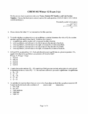 Drexel Chemistry Midterm 1 Fall Exam - CHEM 102 - Studocu