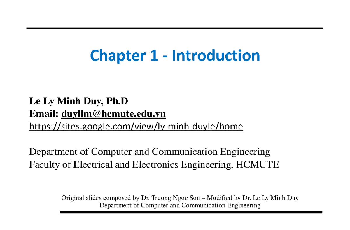 Chapter 01 Introduction-1 - Chapter 1 - Introduction Le Ly Minh Duy, Ph ...