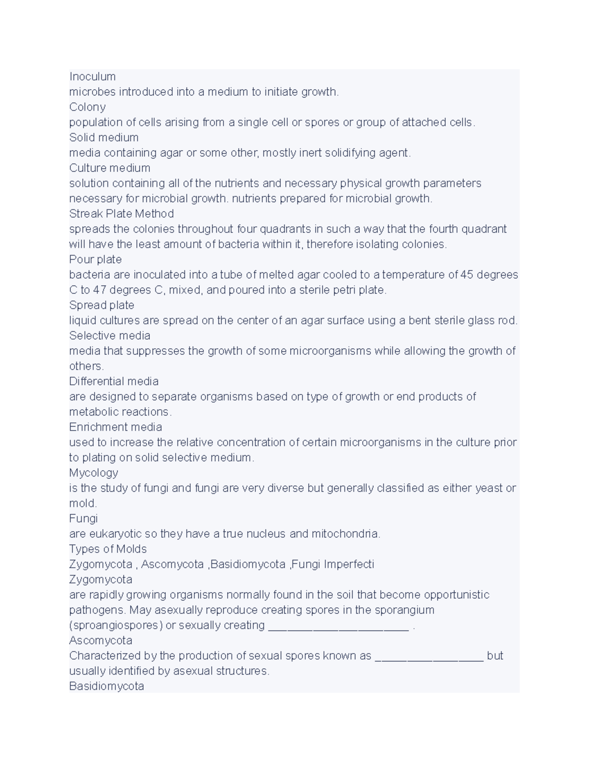 medical microbiology notes - Inoculum microbes introduced into a medium ...