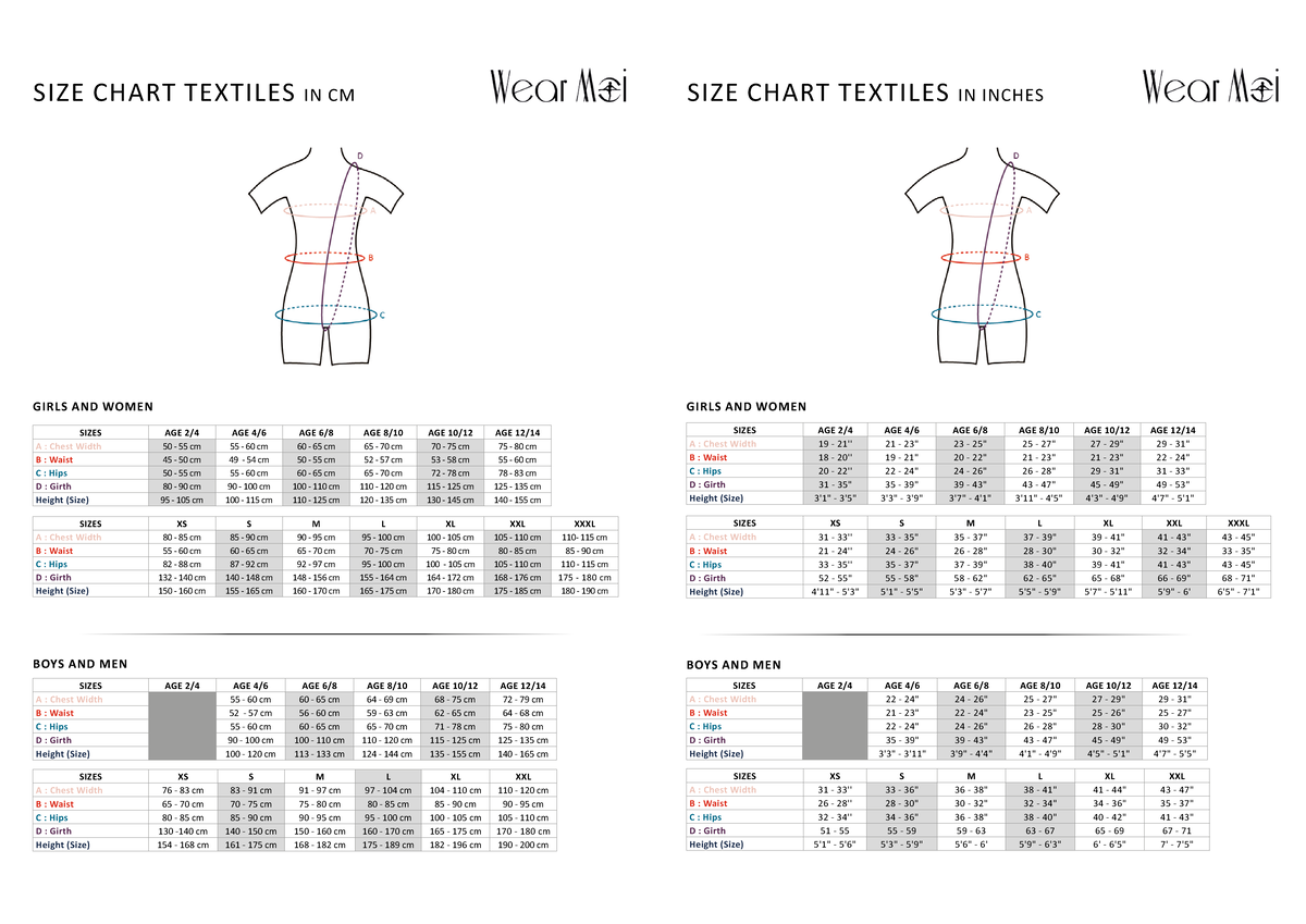 SIZE Chart - ajineru9o - SIZES AGE 2/4 AGE 4/6 AGE 6/8 AGE 8/10 AGE 10/ ...