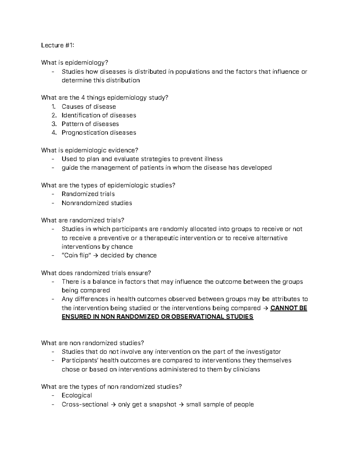 Statistics and epidimiology notes - Lecture #1 What is epidemiology ...