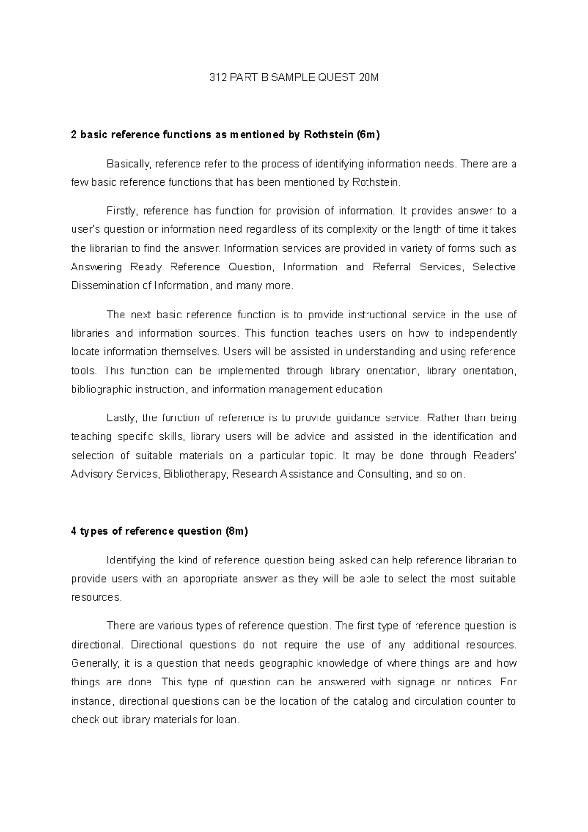 312 PART B Sample Quest 20M - 312 PART B SAMPLE QUEST 20M 2 basic ...