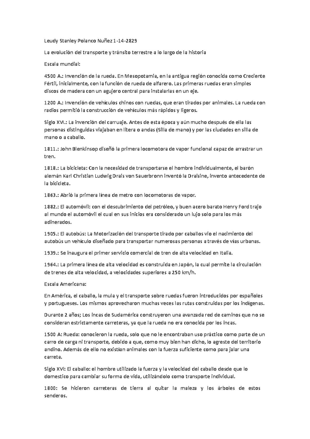 Evolucion del transporte y el transito Leudy - Leudy Stanley Polanco ...