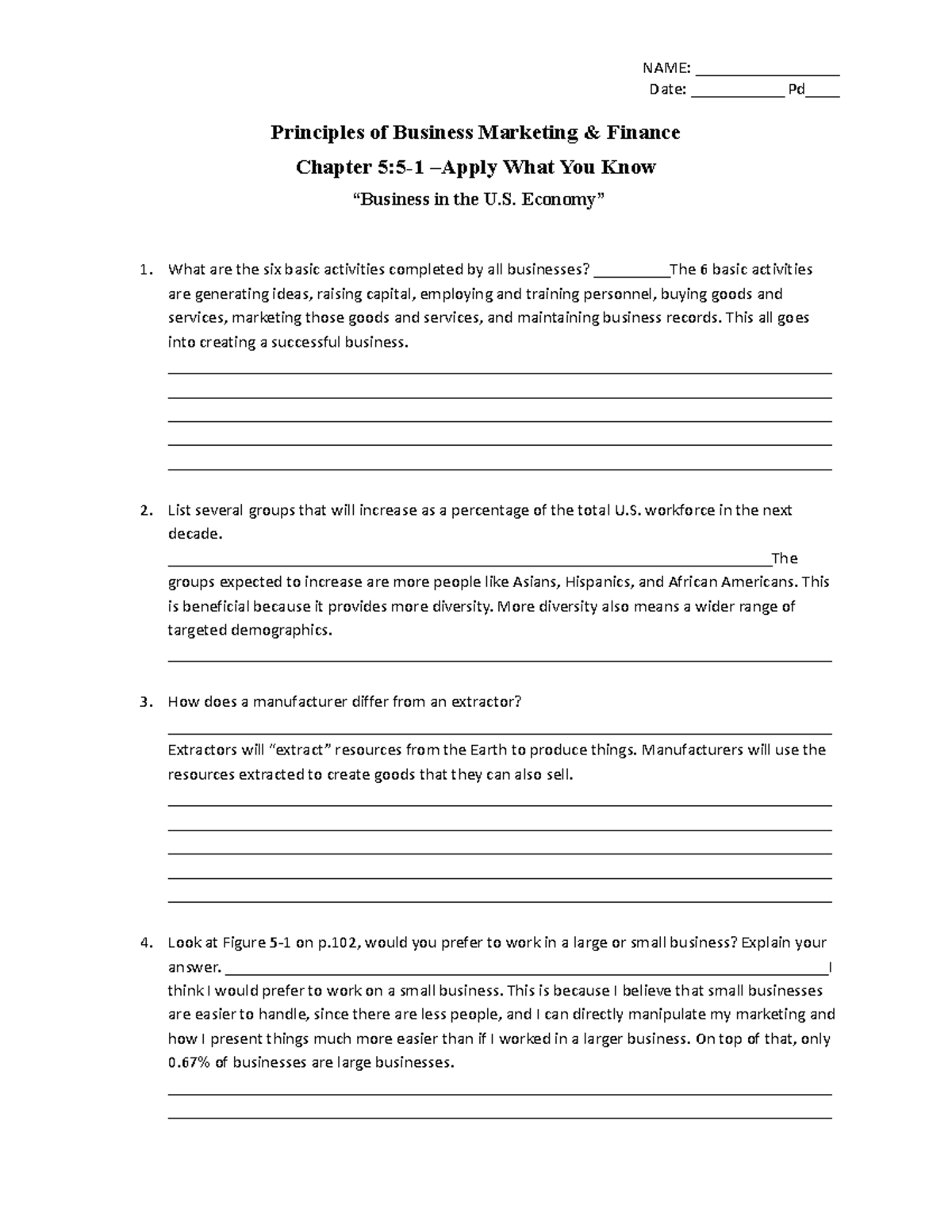 Ch 5 5-1 Apply What you Know - NAME: _________________ Date ...