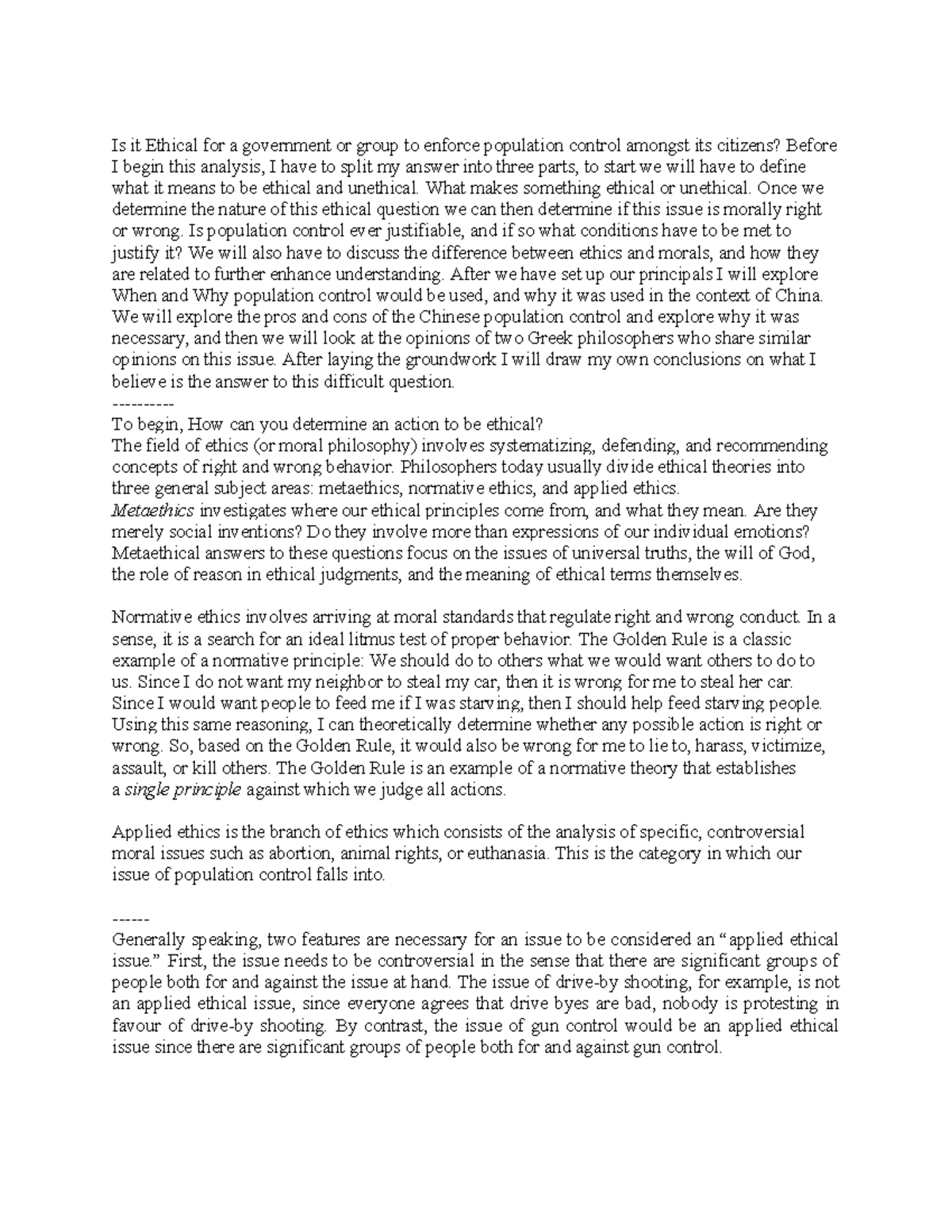 Ethical - eithcs document - Is it Ethical for a government or group to ...