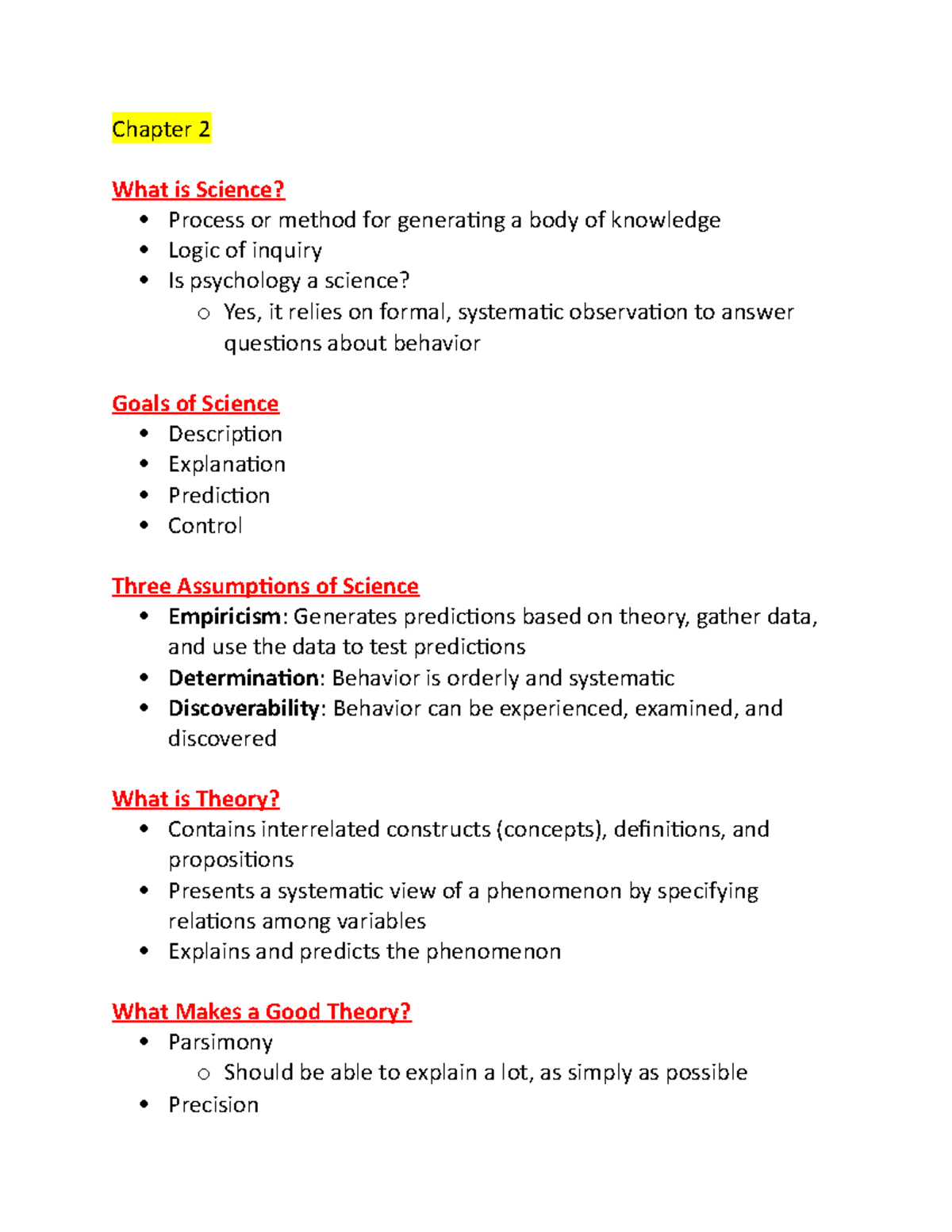 Chapter 2 - Chapter 2 What is Science? Process or method for generating ...