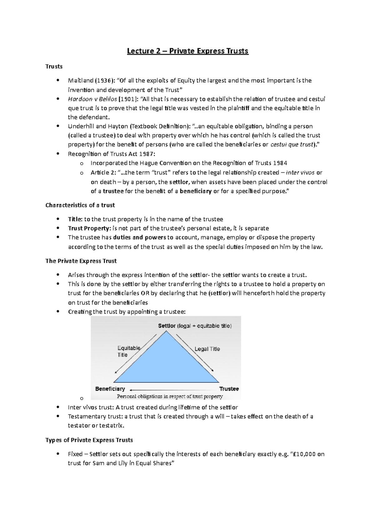 2 Private Express Trusts - Lecture 2 – Private Express Trusts Trusts ...