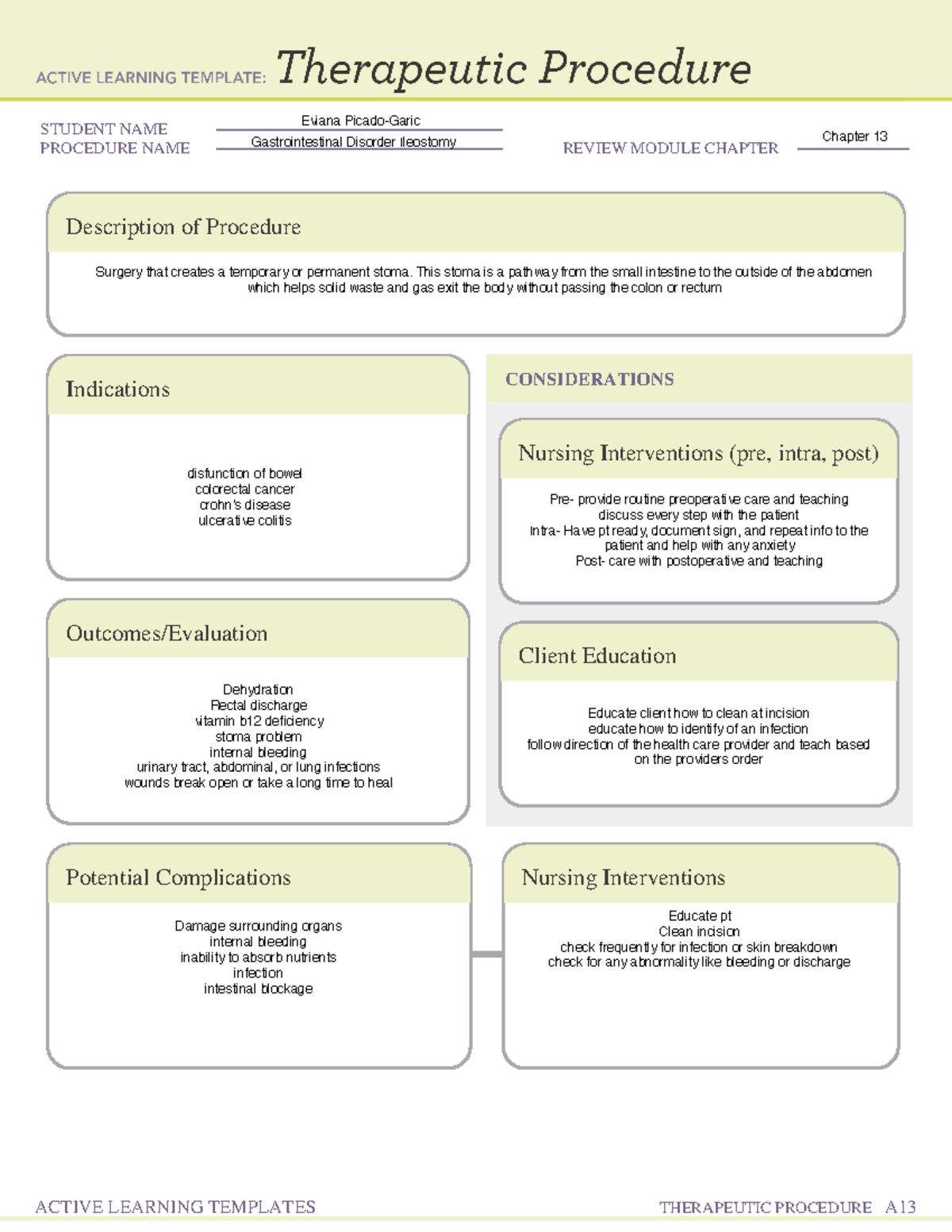 Chapter 13 Therapeutic Procedure form copy - HCMA 111-L - STUDENT NAME ...