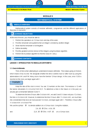 Teaching Mathematics in Primary Grades (BEED) module 2 - New St ...