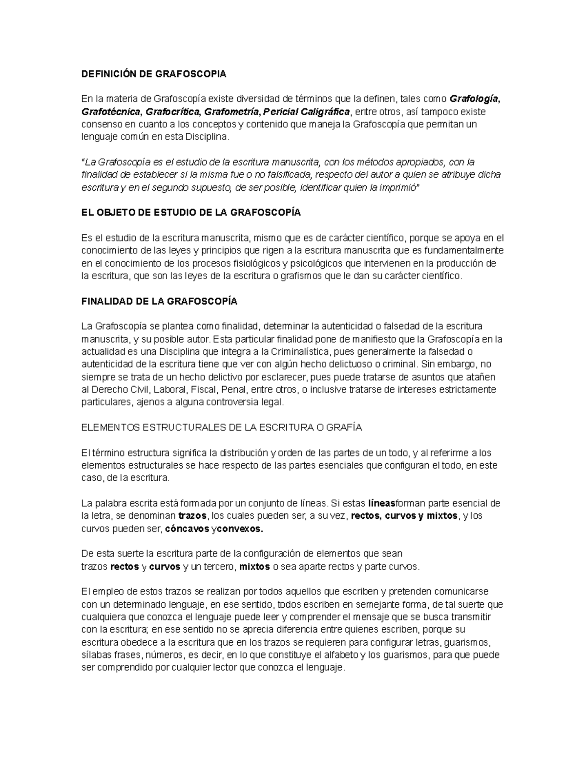 Definicion-de-Grafoscopia - DEFINICIÓN DE GRAFOSCOPIA En la materia de ...