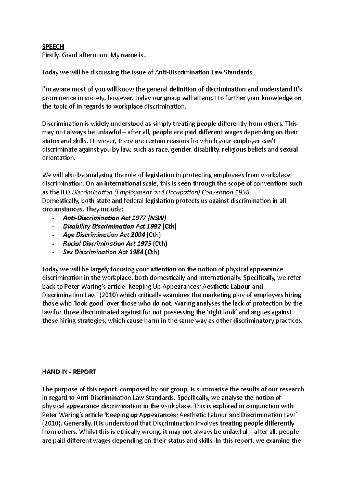 Speech - MER - SPEECH Firstly, Good afternoon, My name is.. Today we ...