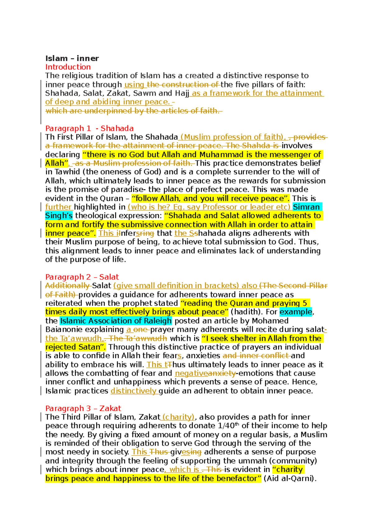 Islam - NOtes - Islam – inner Introduction The religious tradition of ...