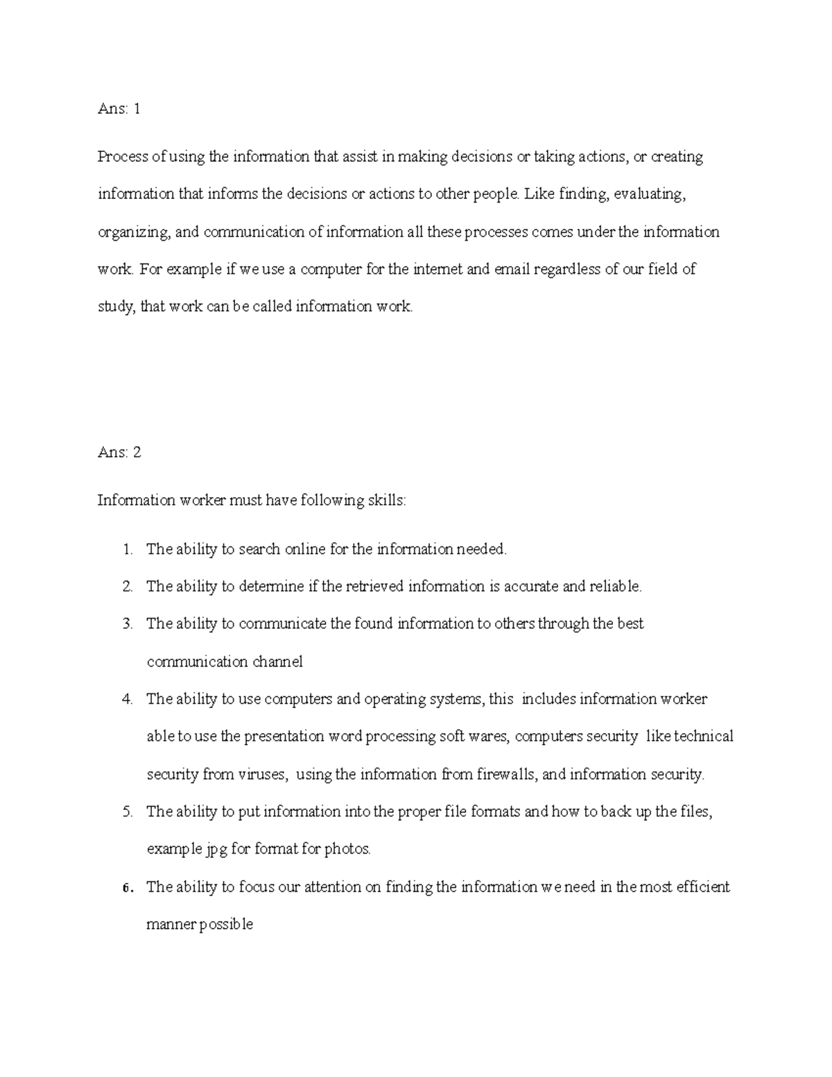 Research Methods Assignment 1 - Ans: 1 Process of using the information ...