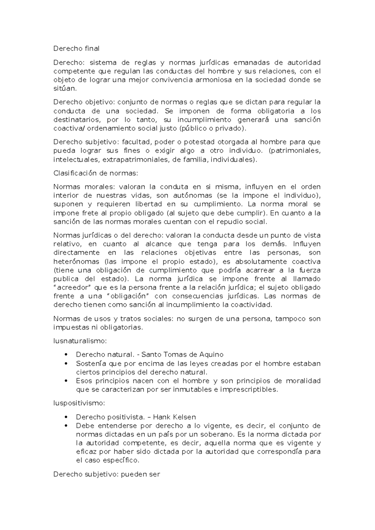 Derecho final - Derecho final Derecho: sistema de reglas y normas ...