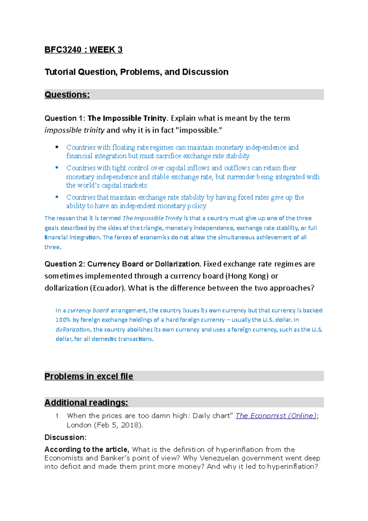 Week3 Question with Sol - BFC3240 : WEEK 3 Tutorial Question, Problems, and Discussion Questions ...