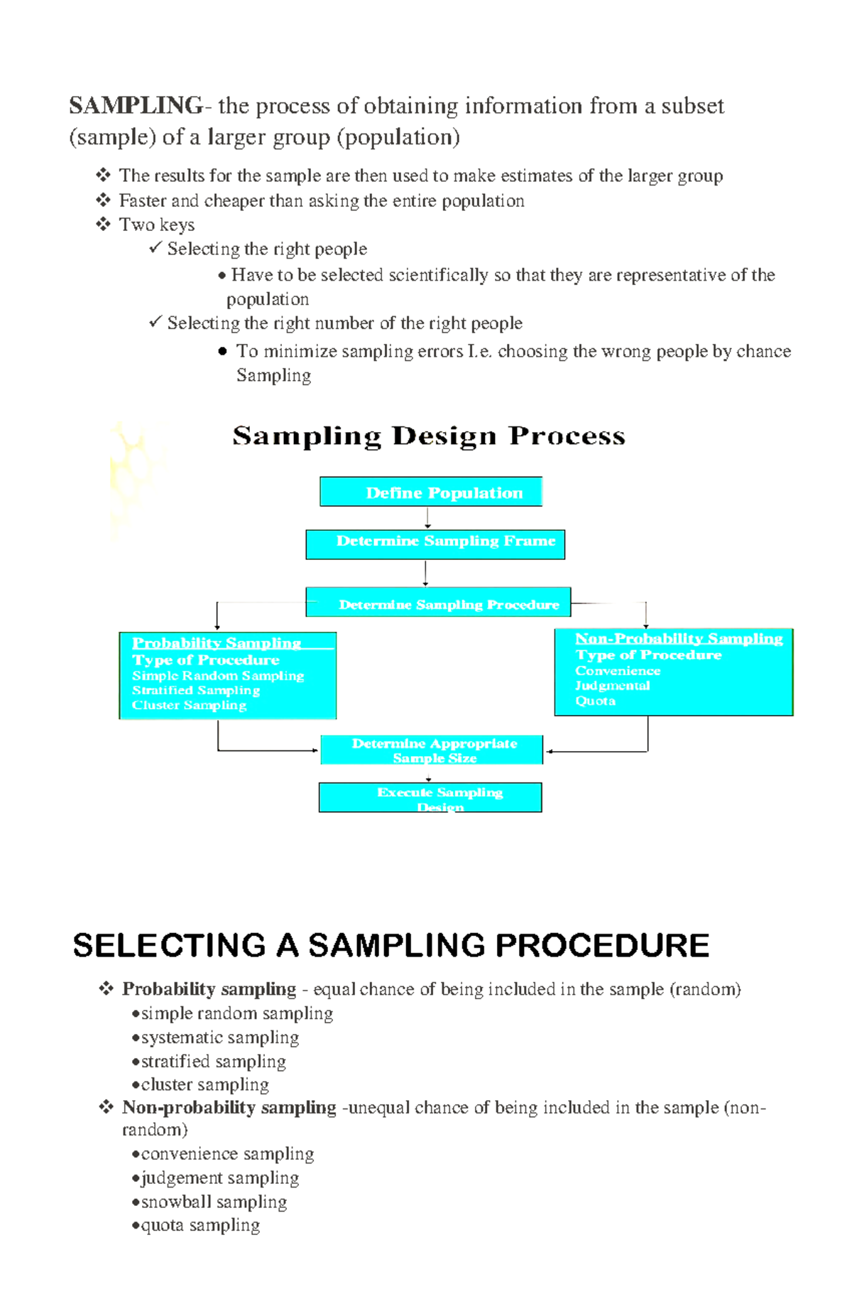 Sampling Design - research study - SAMPLING - the process of obtaining ...