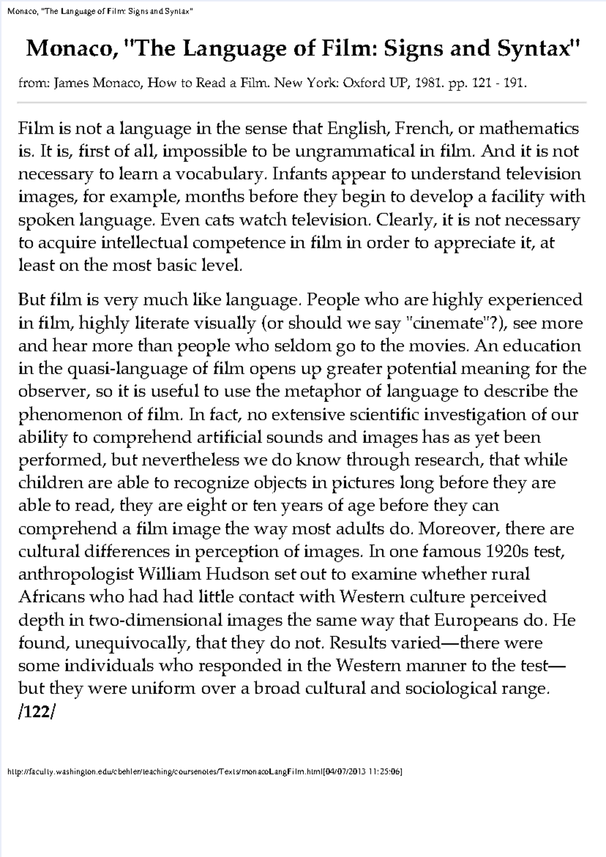 Dokumen - The language of film by James Monaco. - Monaco, "The Language ...