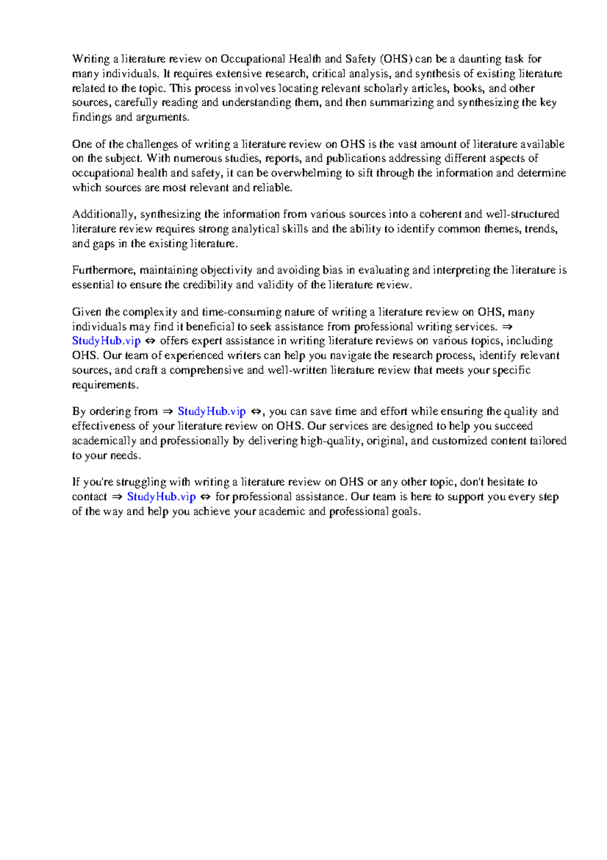 Literature Review On Ohs - Writing a literature review on Occupational ...