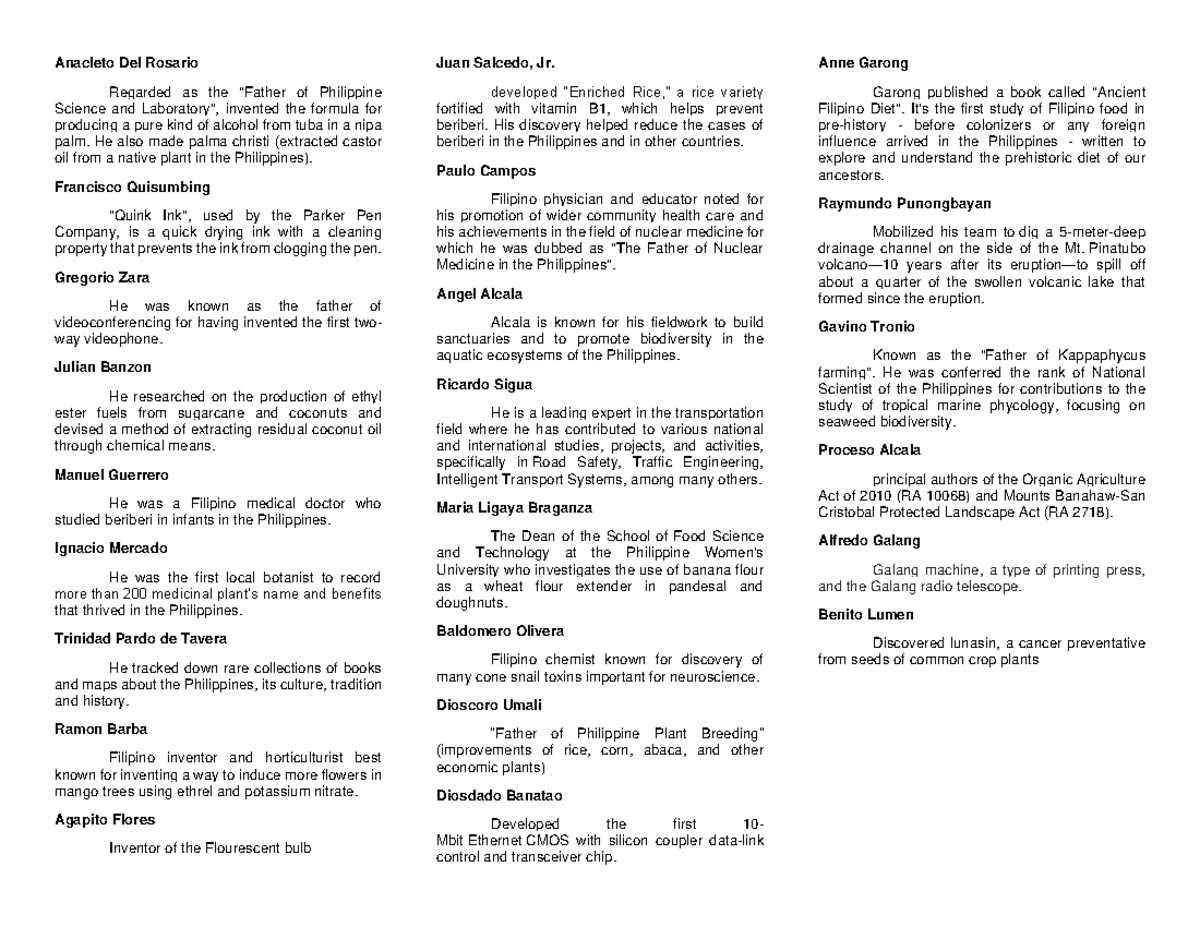 Filipino Inventors - Anacleto Del Rosario Regarded as the "Father of ...