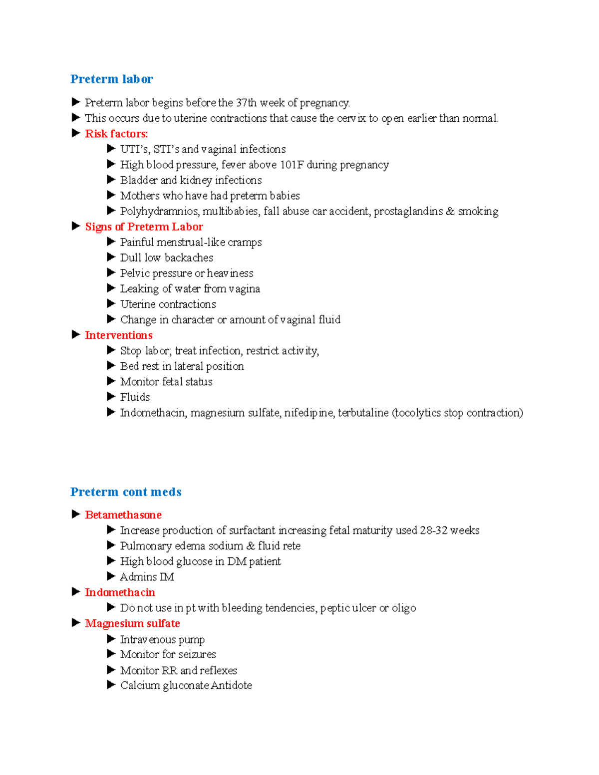 OB Preterm labor - Tamucc OB nursing - Preterm labor Preterm labor ...
