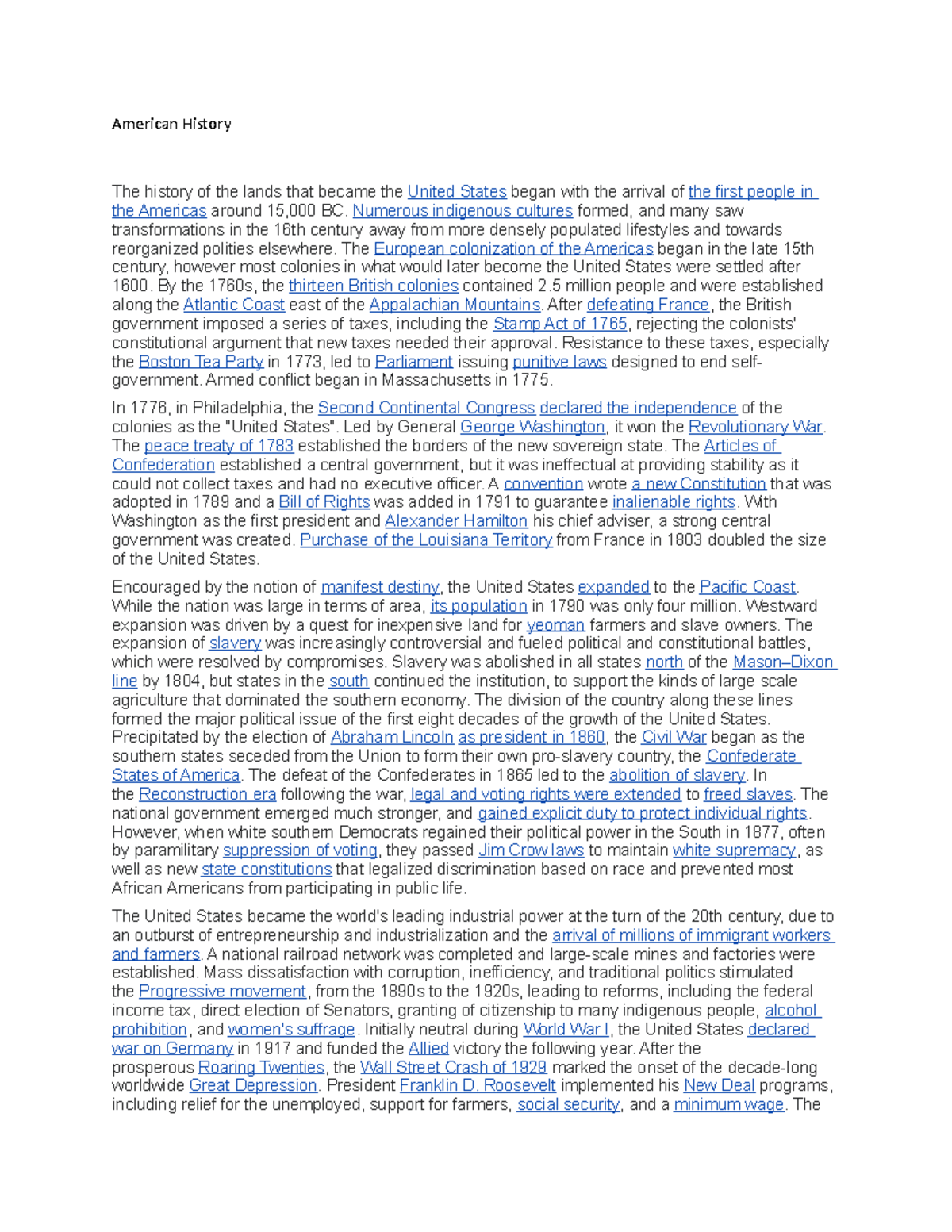 America 3 - American History The history of the lands that became the ...