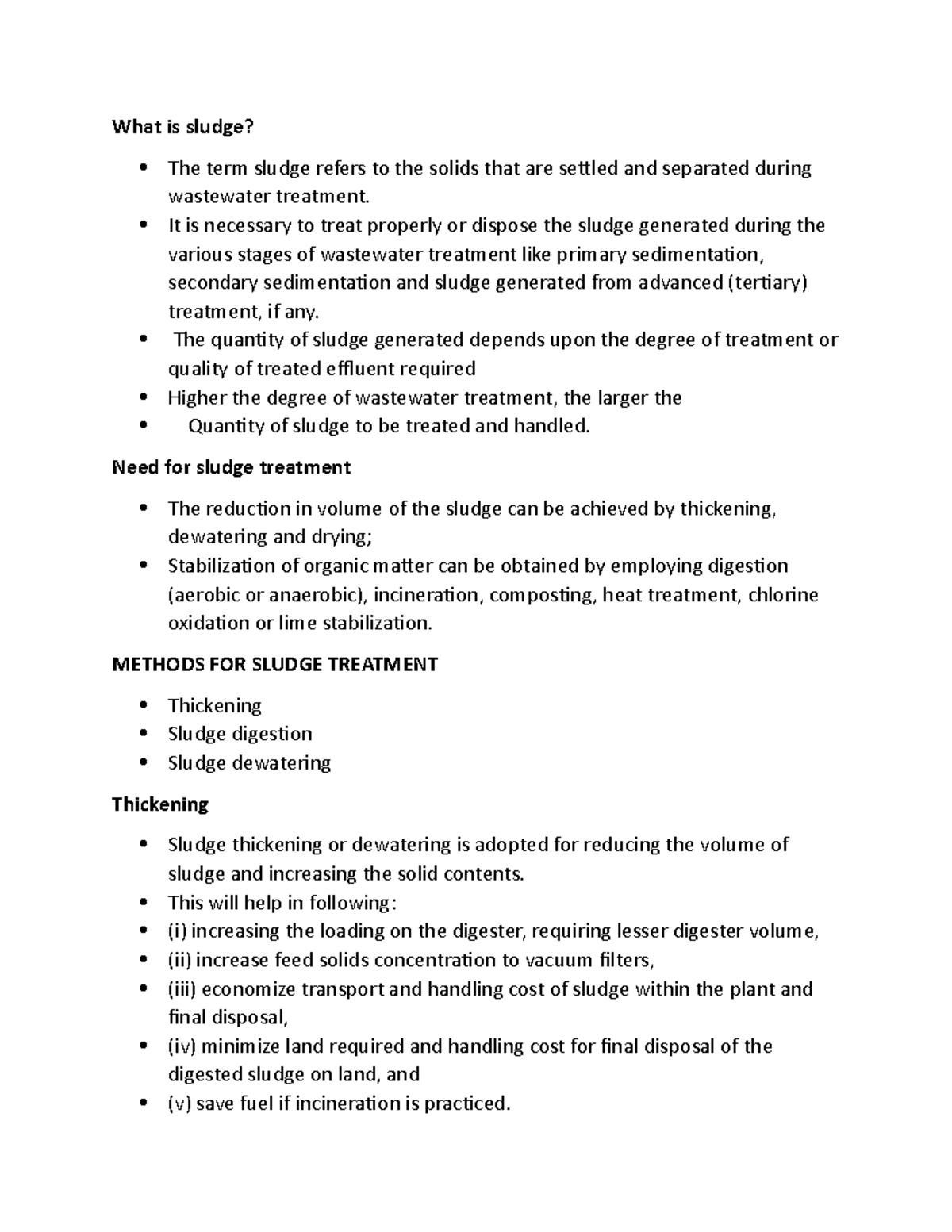 Sludge treatment - Lecture notes - What is sludge? The term sludge ...