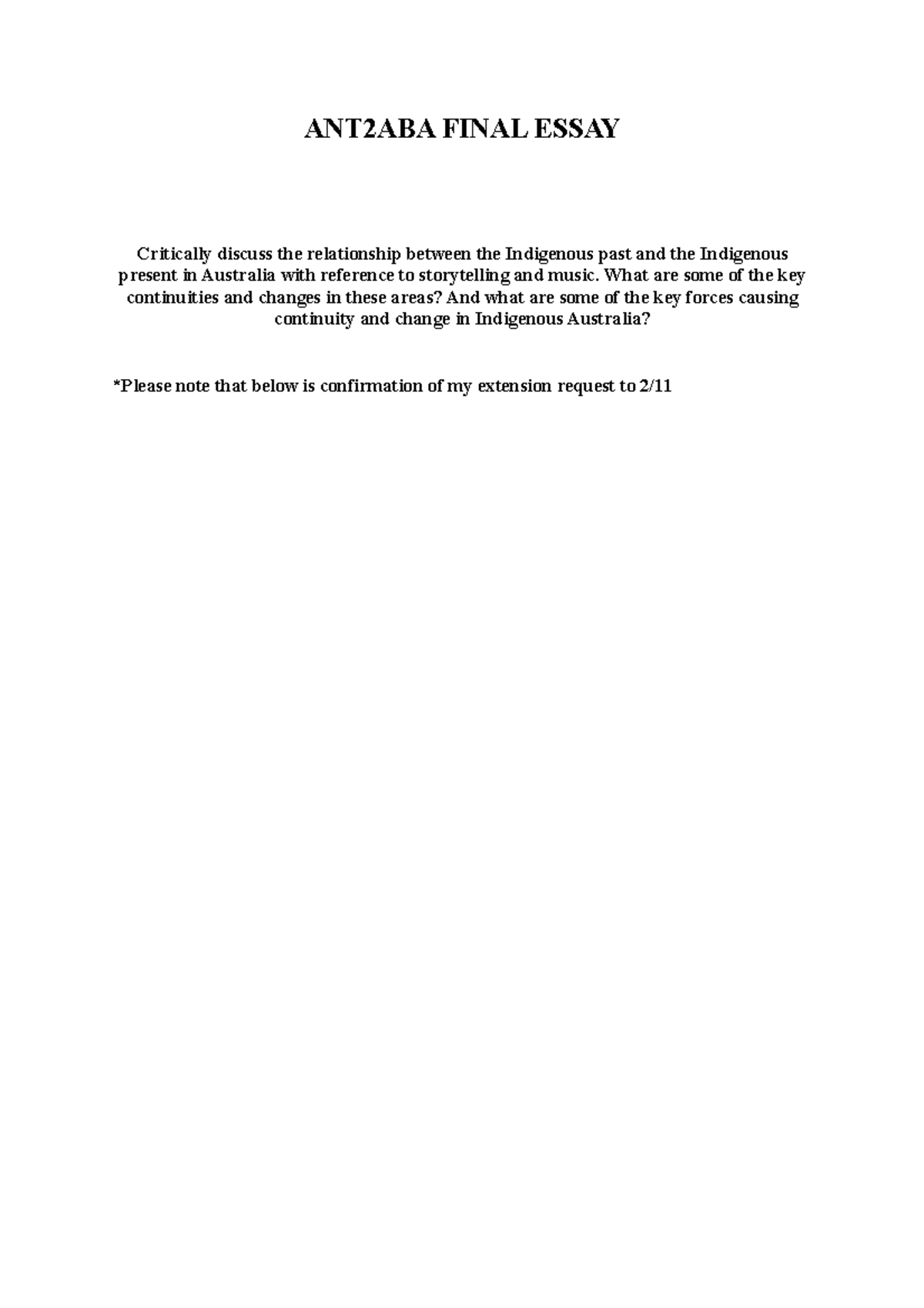 Example of A grade essay Major essay - ANT2ABA FINAL ESSAY Critically ...