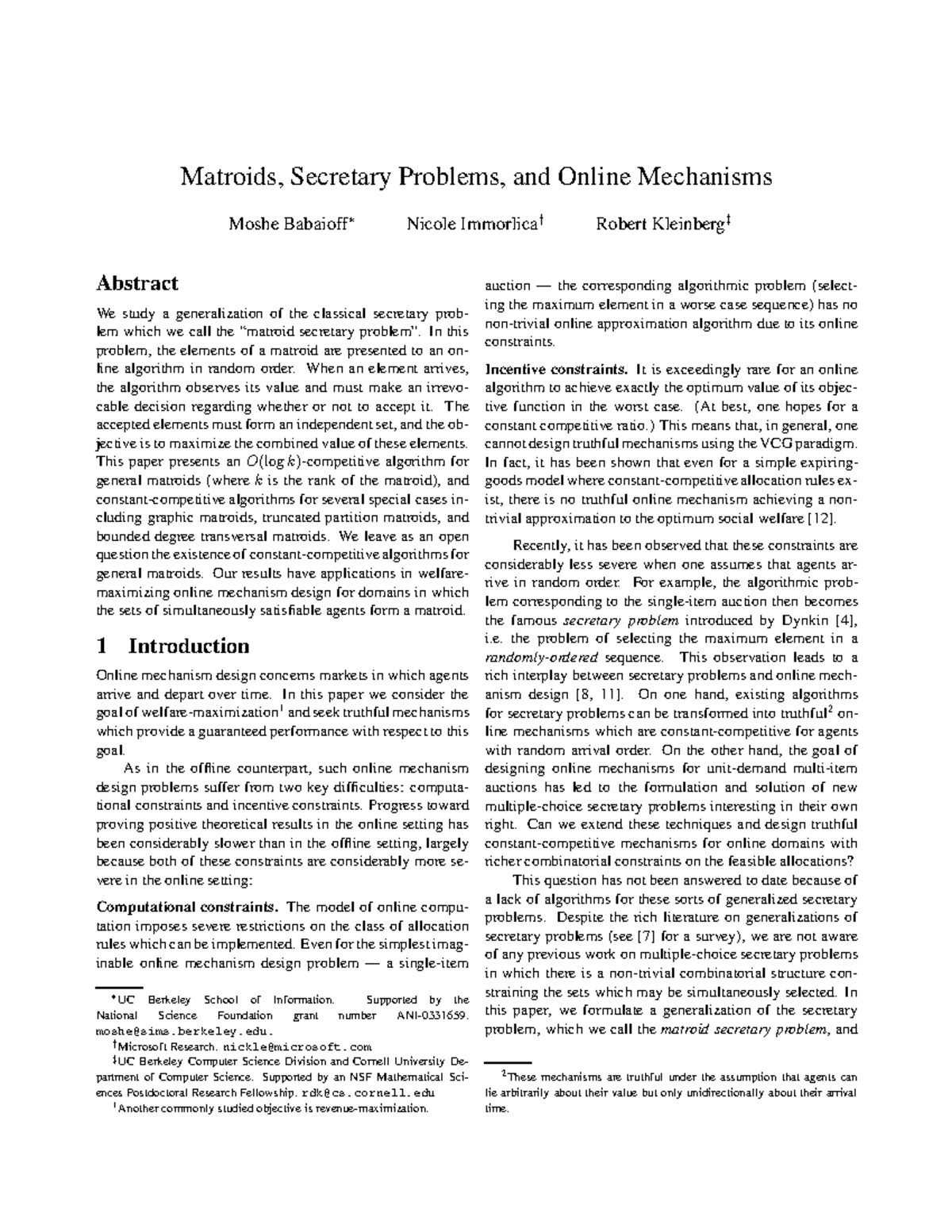 Matsec - Prof is Naveen Garg - Matroids, Secretary Problems, and Online ...