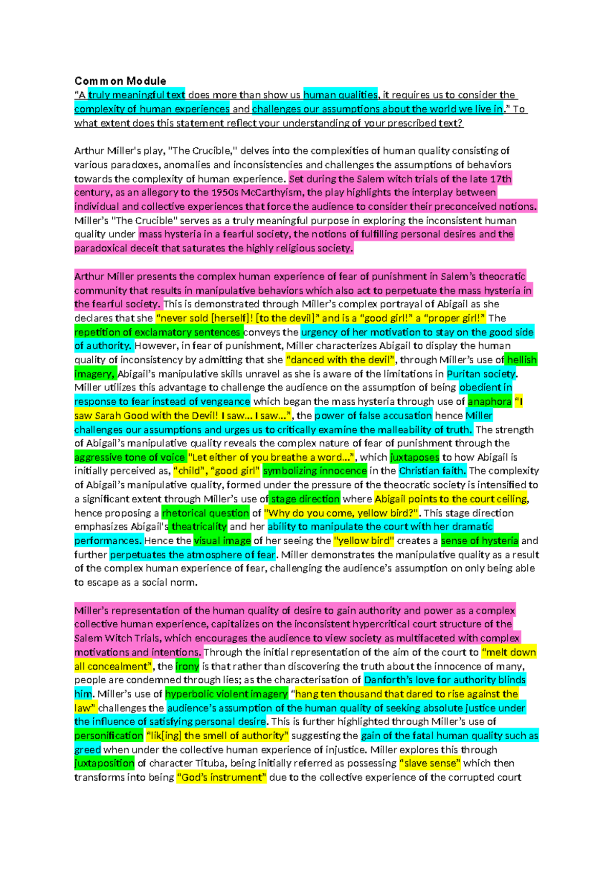 Common Module Essay Prac - Common Module “A truly meaningful text does ...