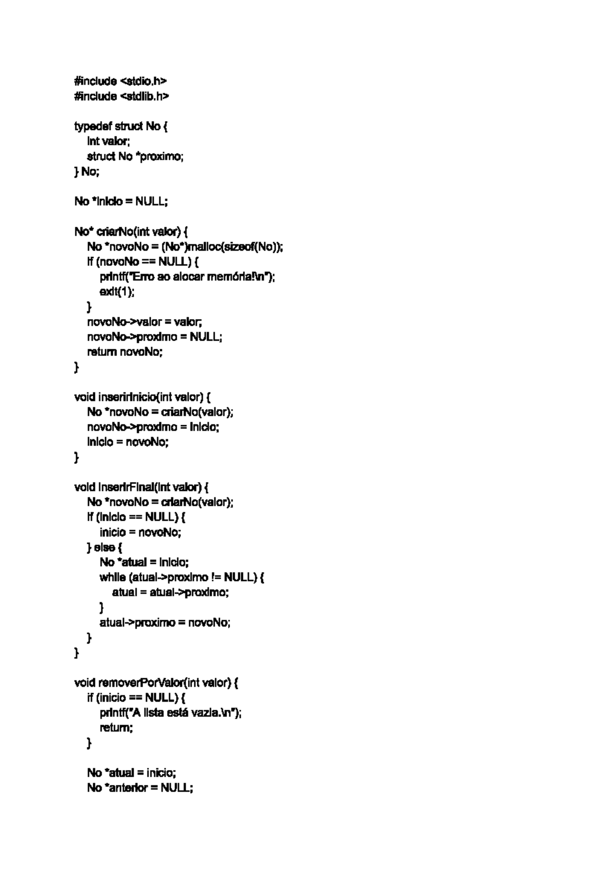 Cod 4 - codigo - #include #include typedef struct No { int valor; - Studocu