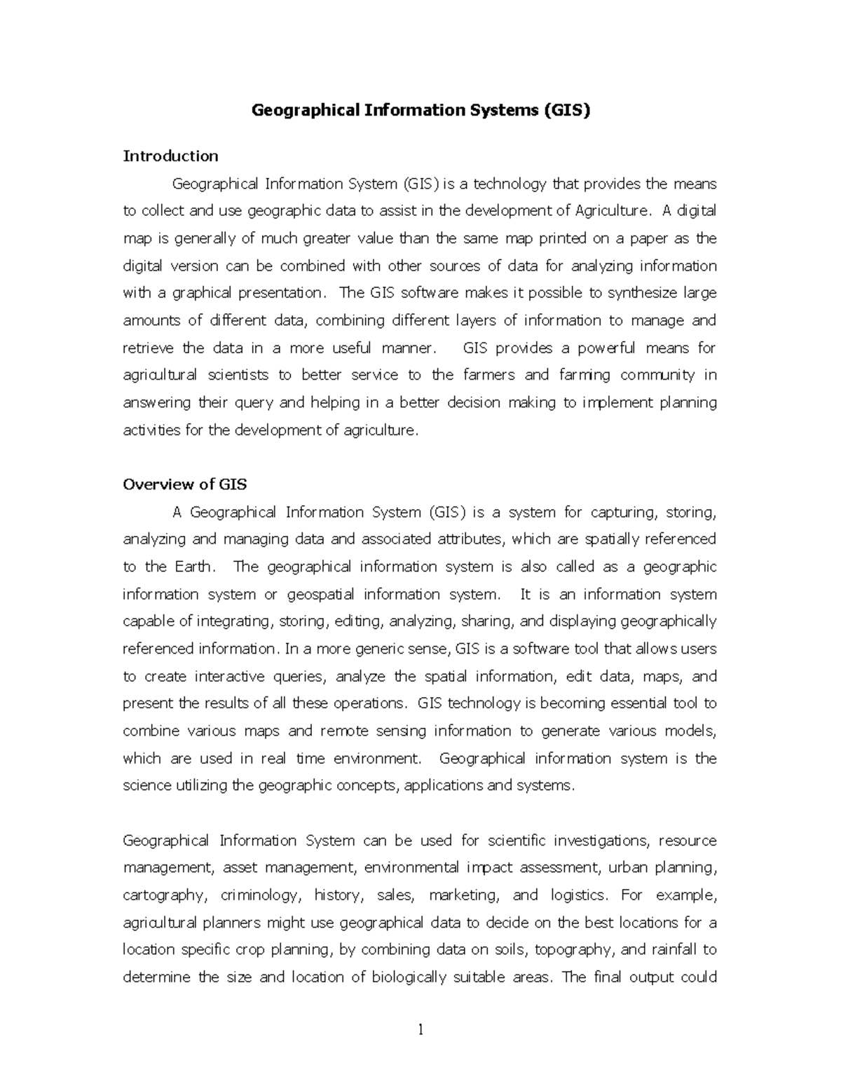 Geography Information System - - Studocu