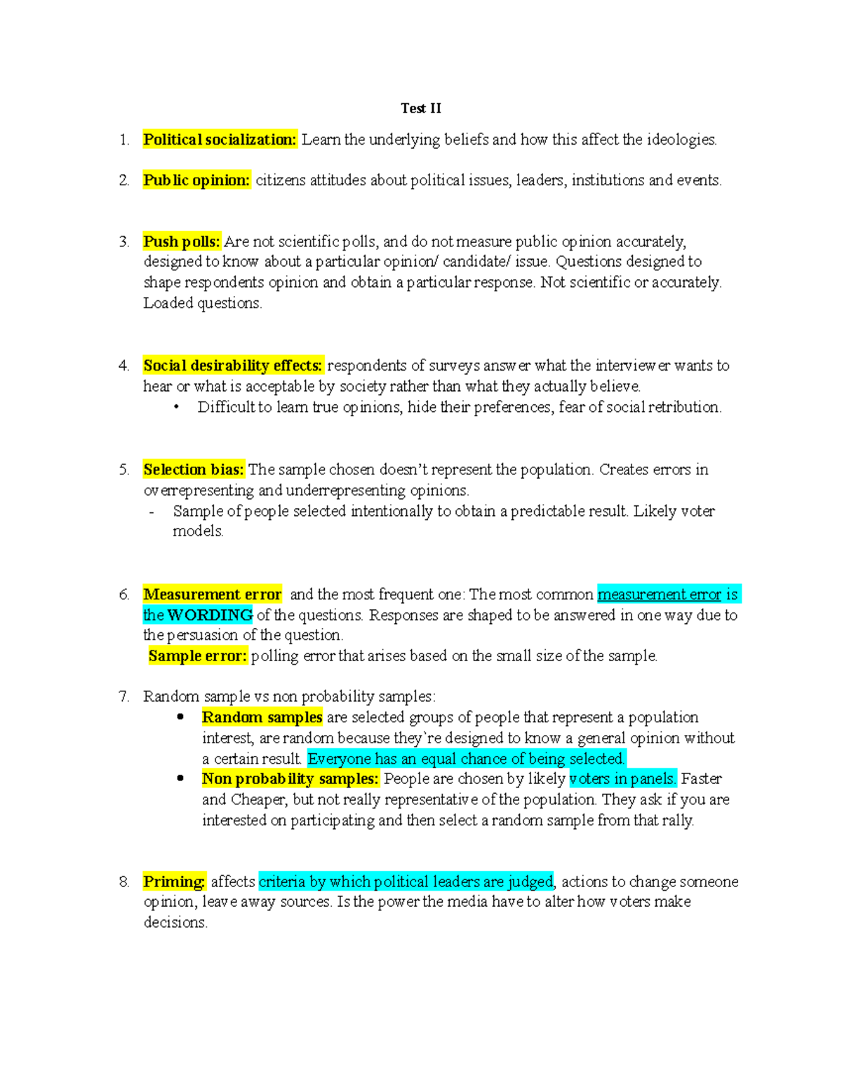 Test 2 Review - important topics that appear on test 1. - Test II ...